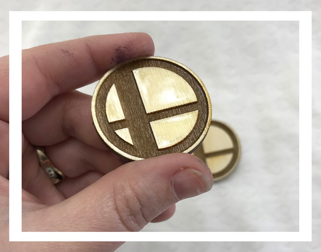 Laser Engraved Smash Bros Pin Pushback Pins Wood Etched Retro - Etsy