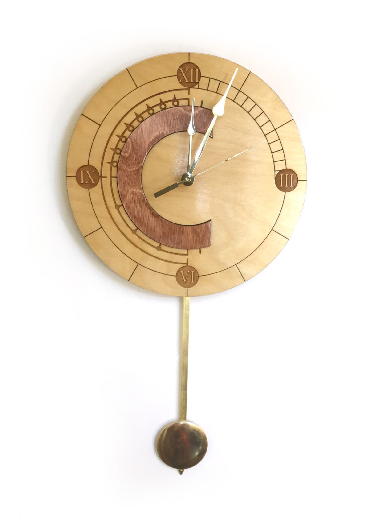 Wooden Chrono Trigger Clock With Swinging Pendulum Etsy