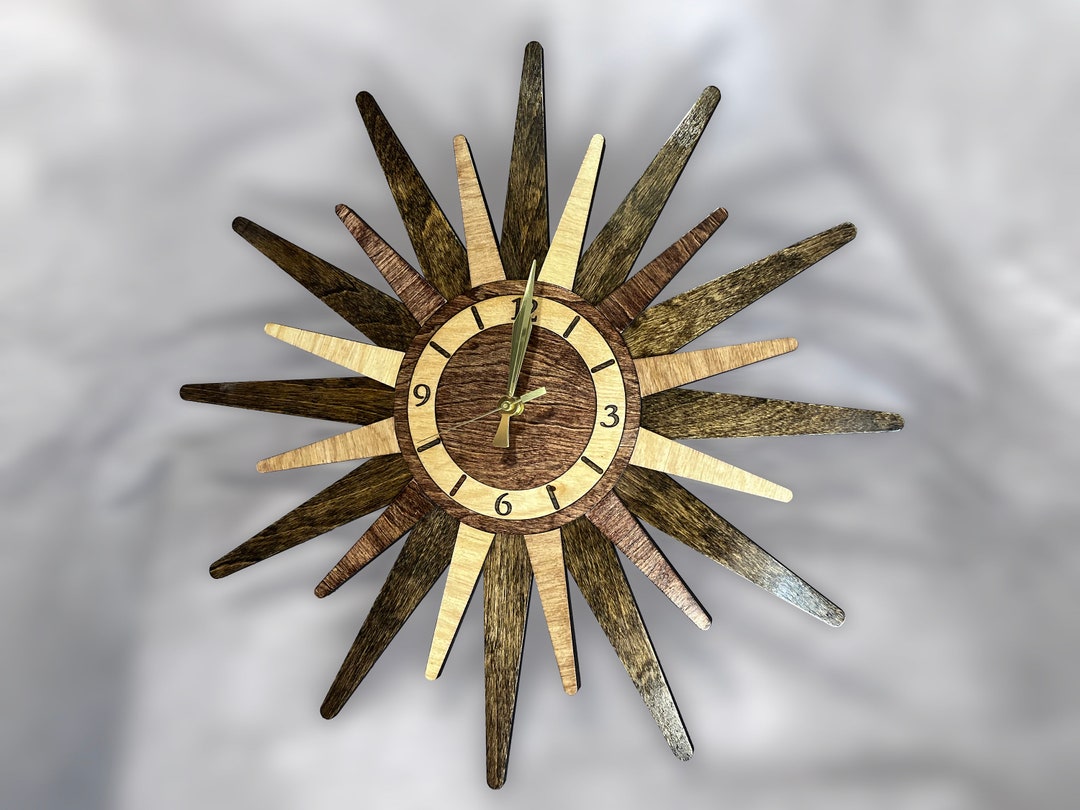 Large Sunburst Starburst Wall Clock - Etsy