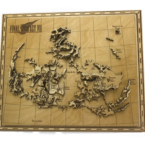 Final Fantasy VII Laser Cut Topographic Map | Etsy