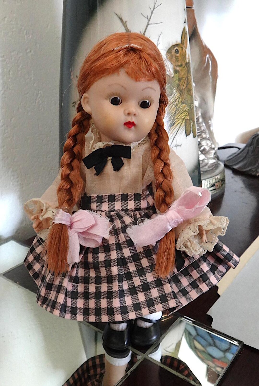 Vintage Vogue Ginny Redhead Braids Strung TLC Doll in Tagged Black ...