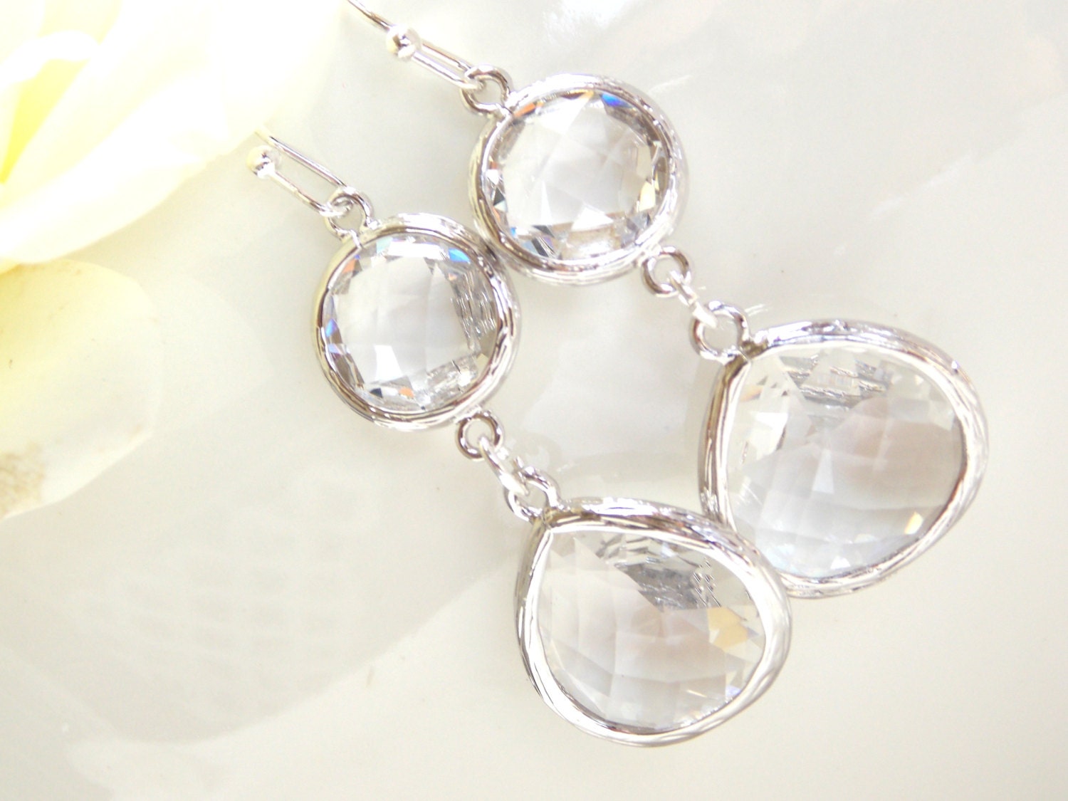 Wedding Jewelry, Clear Earrings, Crystal, Silver, Transparent ...