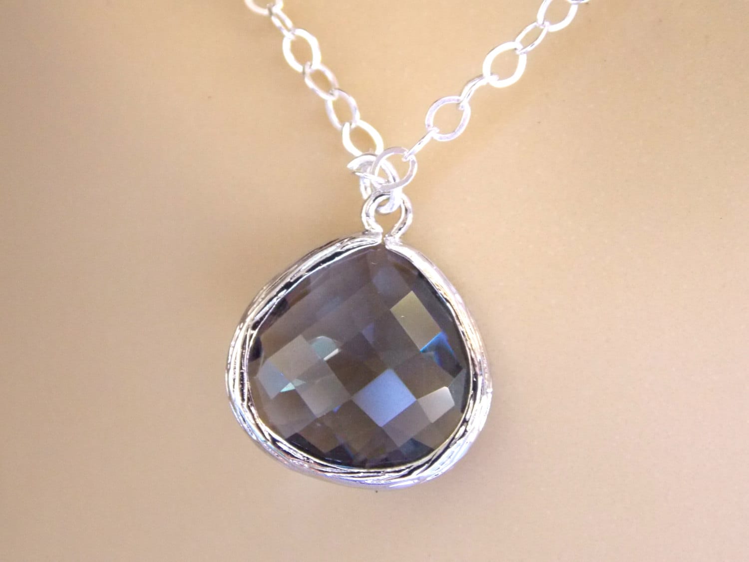 Wedding Jewelry Grey Necklace Charcoal Gray Bridesmaid - Etsy