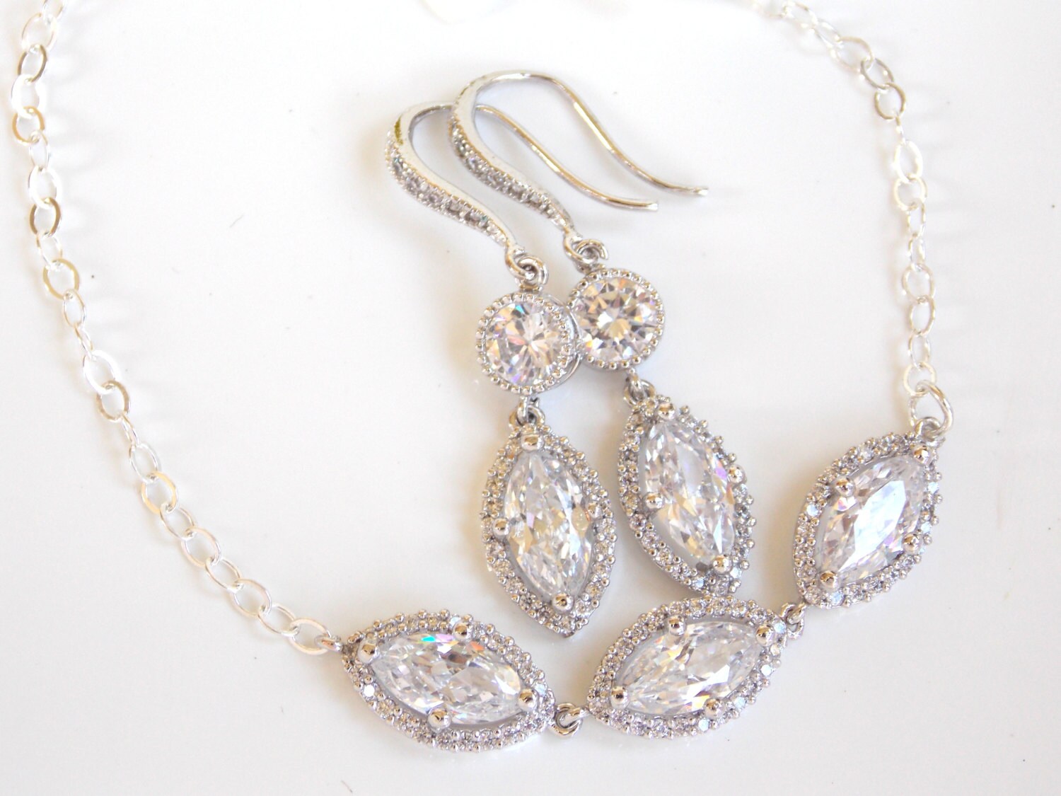 Wedding Jewelry, Bride Jewelry, Sterling Silver, Cubic Zirconia, Bridal ...