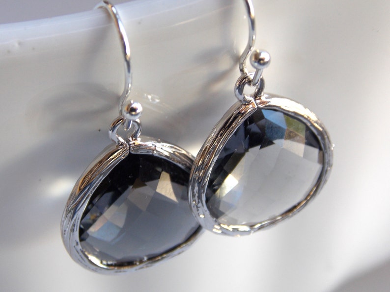 Wedding Jewelry, Grey Earrings, Gray, Charcoal, Silver, Bridesmaid ...