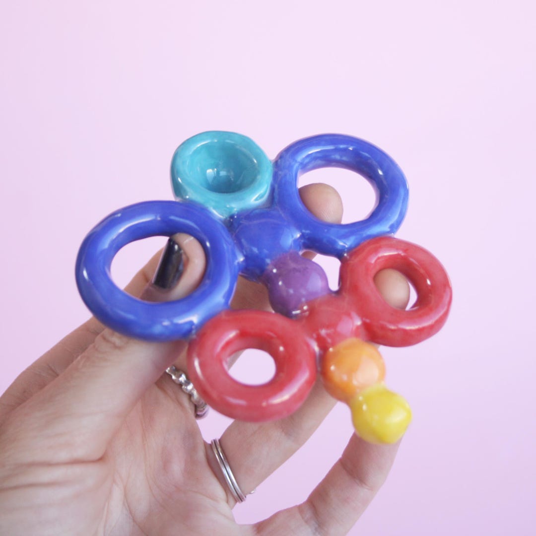 Butterfly Pipe /SIAMESE TWIN STUDIO/ Rainbow Ceramic Cute Smoking Pipe ...