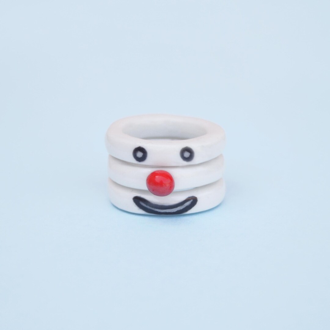 Emo Clown Ring / SIAMESE TWIN STUDIO/ Tripple Porcealain Ring Chunky ...