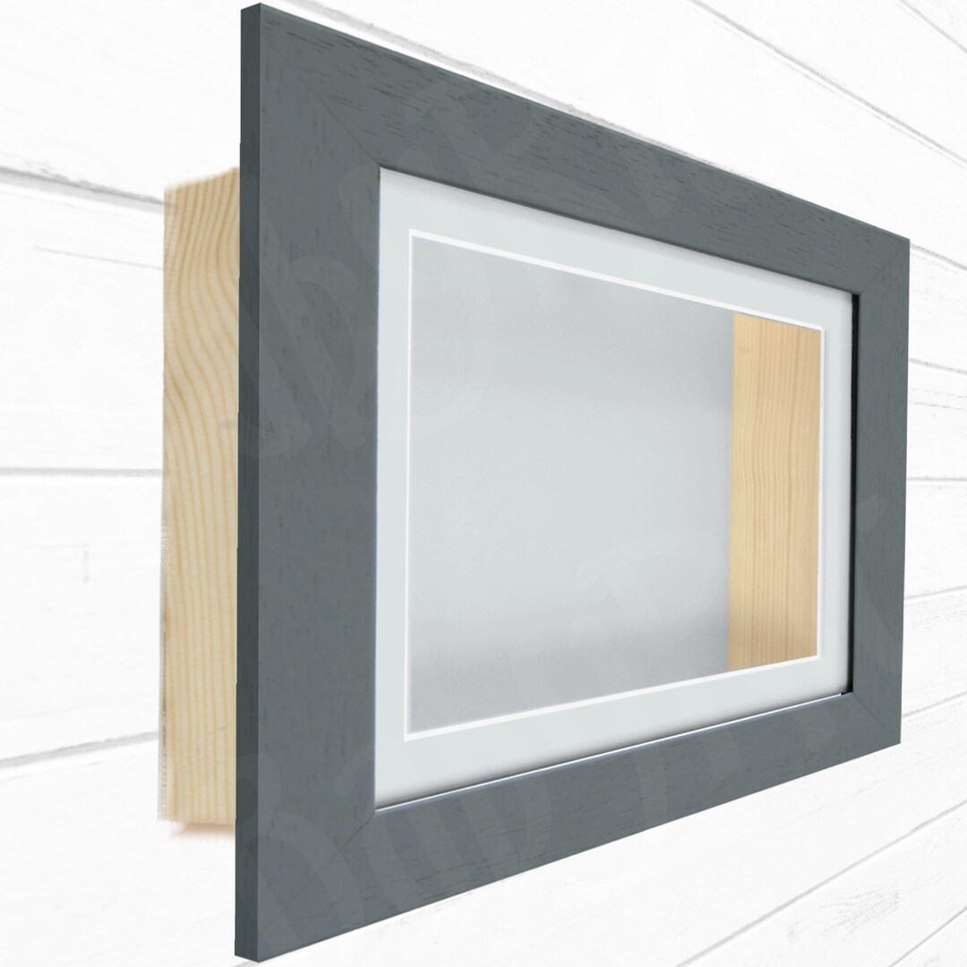 Dark Grey Woodgrain Wooden Deep Shadow Box Display Frame Handmade in UK ...