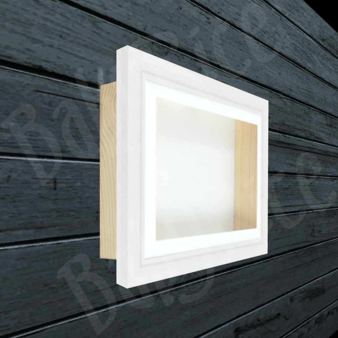SQUARE White Shadowbox Display Frame, Pine Wood Box, 3D Framing, Size ...