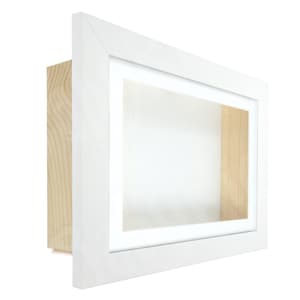 Rectangle White Wooden Shadow Deep Box Display Frame Choose Size Mount ...