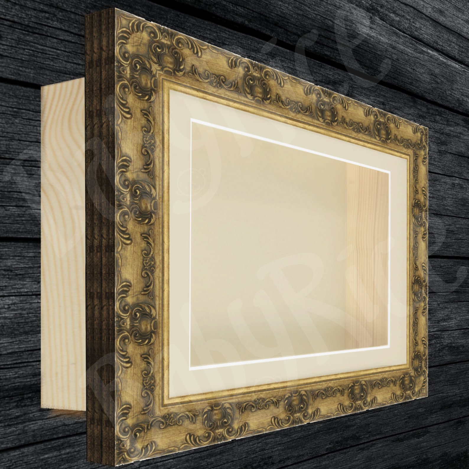 Rectangle Ornate Antique Gold Effect Deep Shadow Box Display Frame 6x10 ...