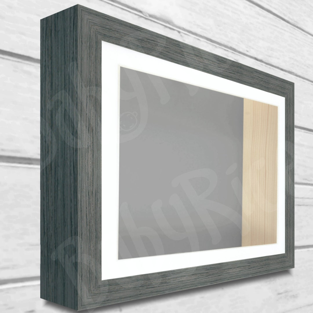 New Grey Veneer Wood Grain Shadow Box Display Frame 3.8cm Deep, Lots of ...