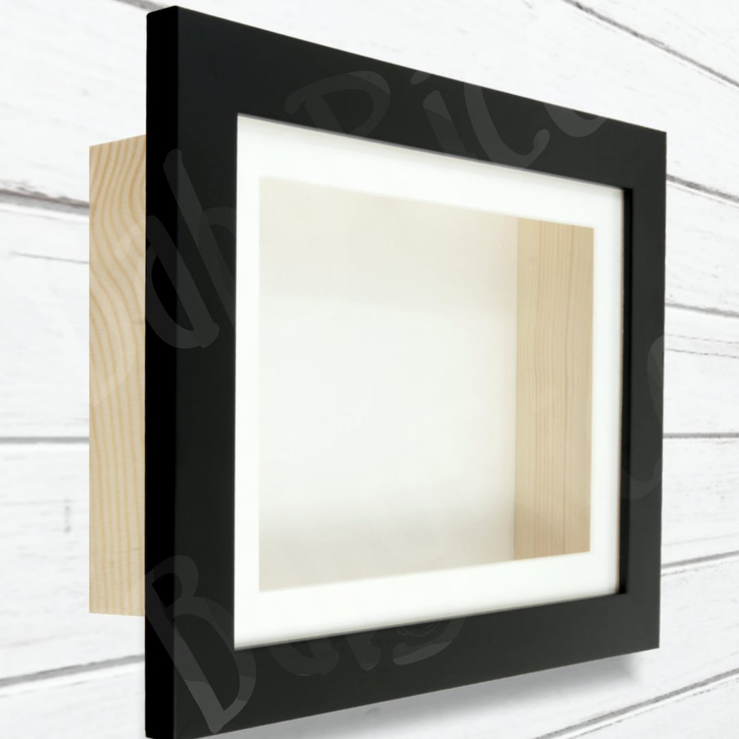 SQUARE Black Shadow Box Frame, Small Large Size Mat Mount Colours ...