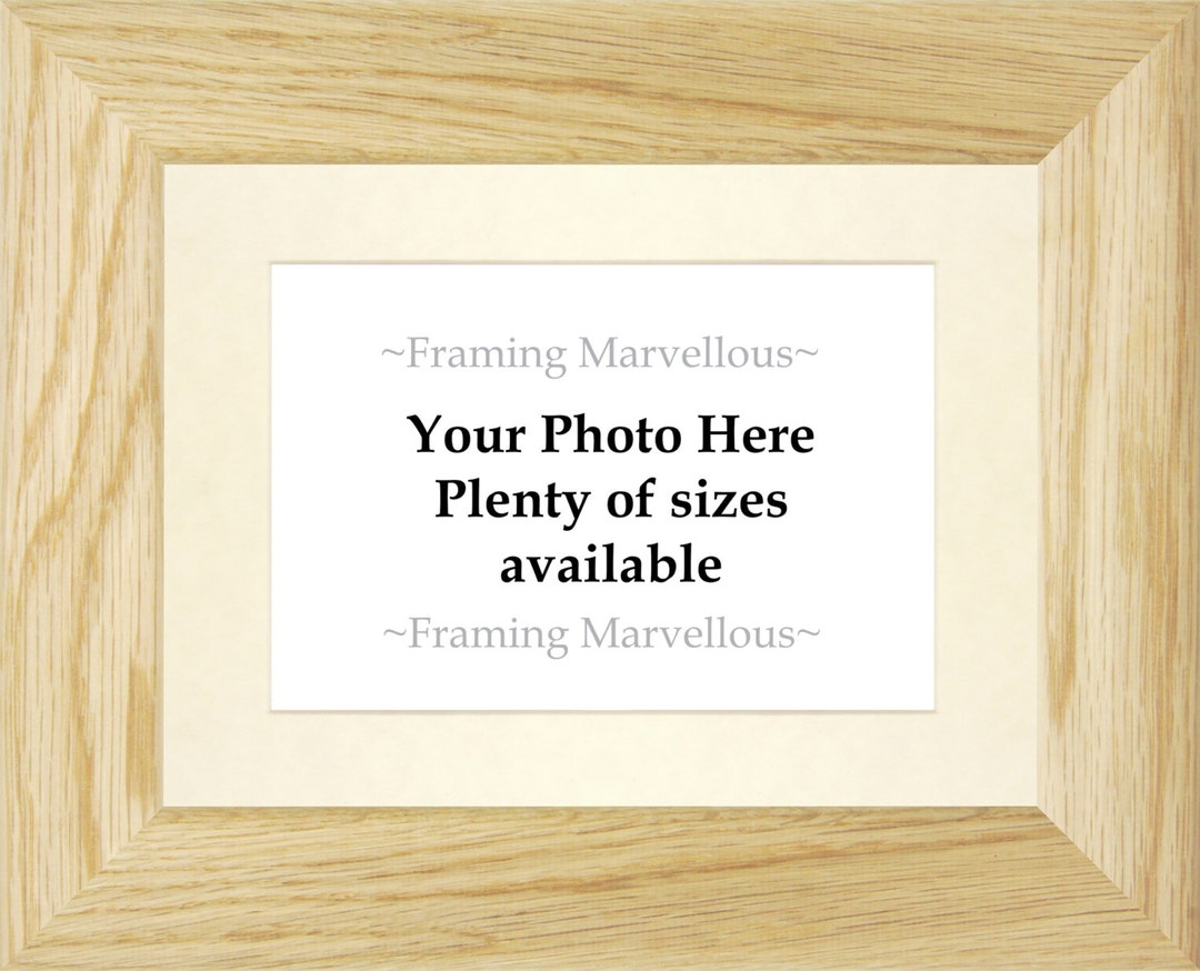 Solid Oak Wooden Photo Picture Frame Choose Size and Mount Colours ...