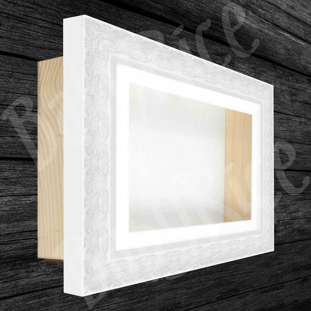 Rectangle Ornate White Shadow Deep Box Display Frame Size Depth Mount ...