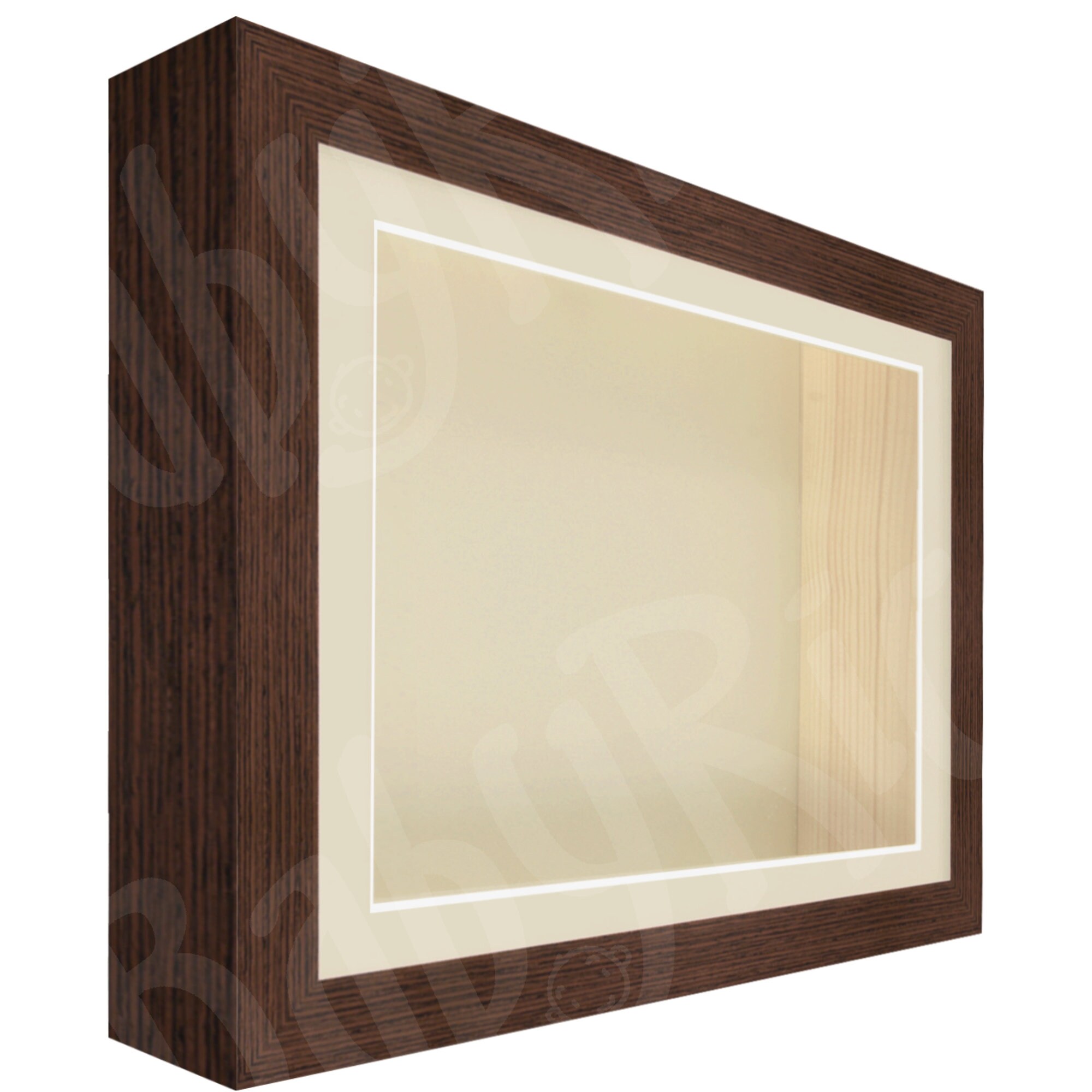 New Dark Brown Walnut Veneer Shadow Box Display Frame 3.8cm Deep Inside ...