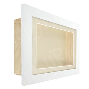 Rectangle White Wooden Shadow Deep Box Display Frame Choose Size Mount ...