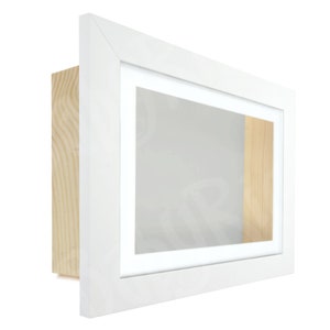 Rectangle White Wooden Shadow Deep Box Display Frame Choose Size Mount ...