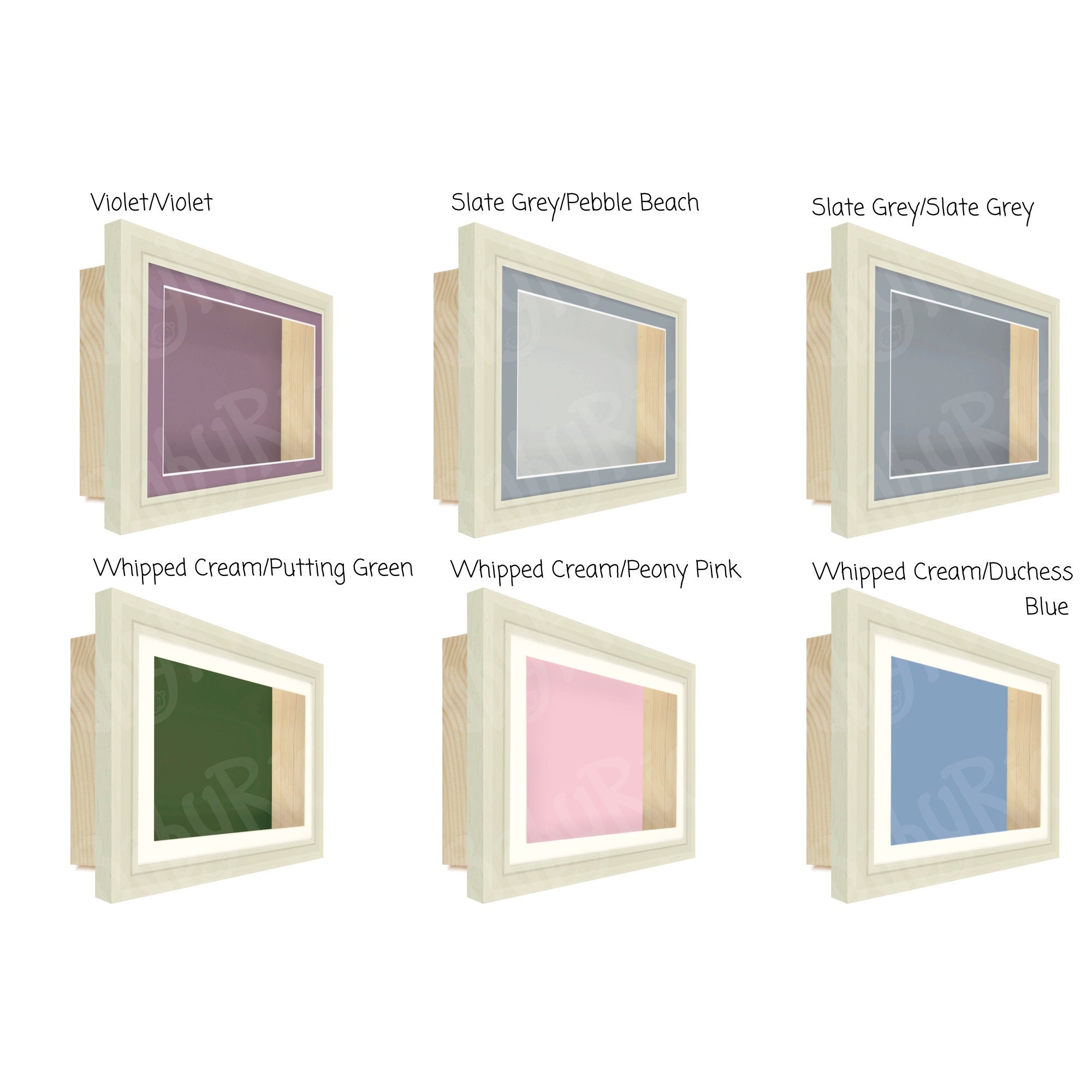 Square Shadow Box Display Frame off White Cream & Pine Wood 3D Framing ...
