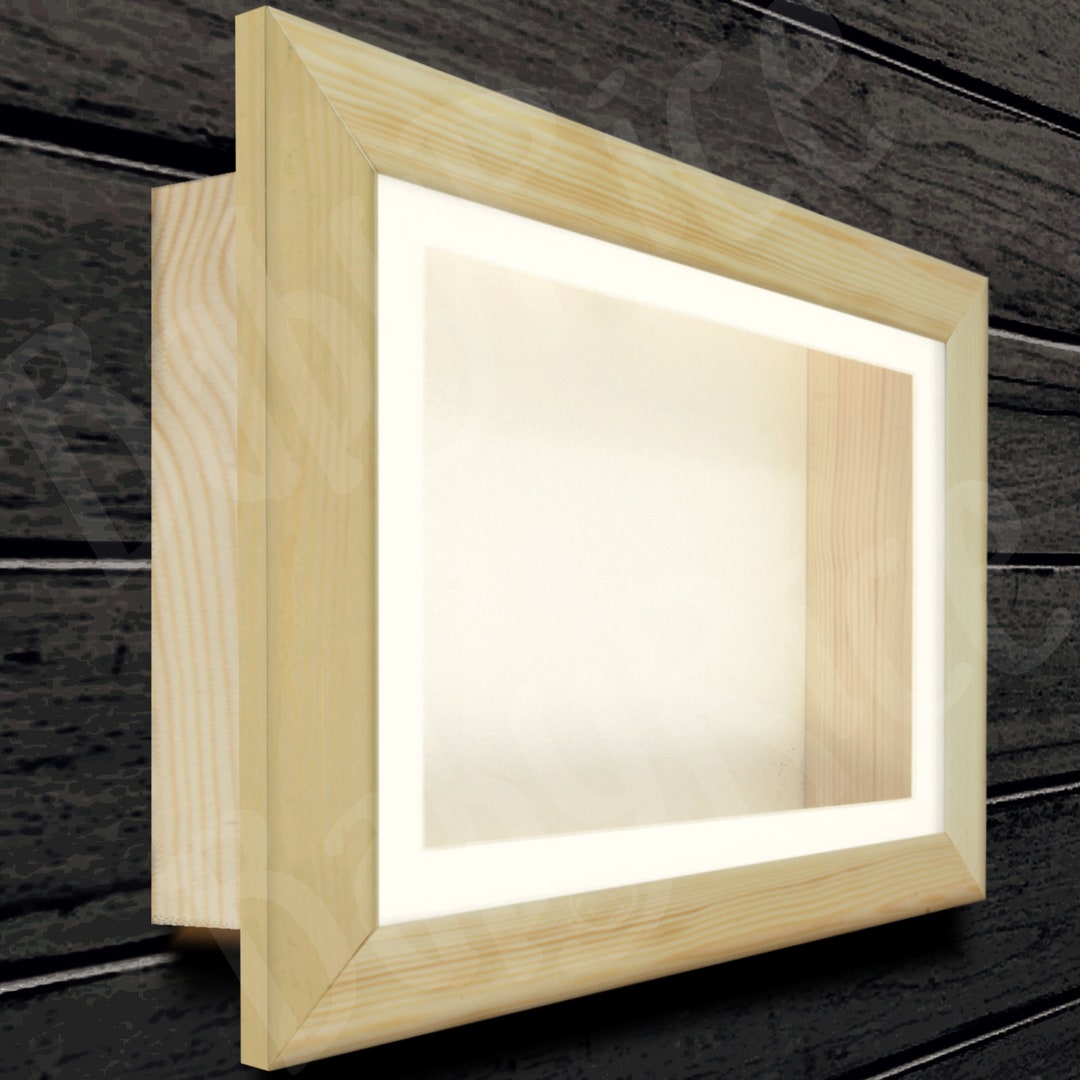 SQUARE Natural Pine Wood Shadow Box Display Frame Extra Deep Small ...