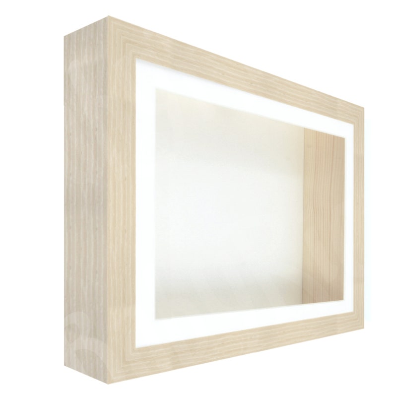 New Limed Oak Veneer Shadow Box Deep Display Frame Wood 3.8cm Inside ...