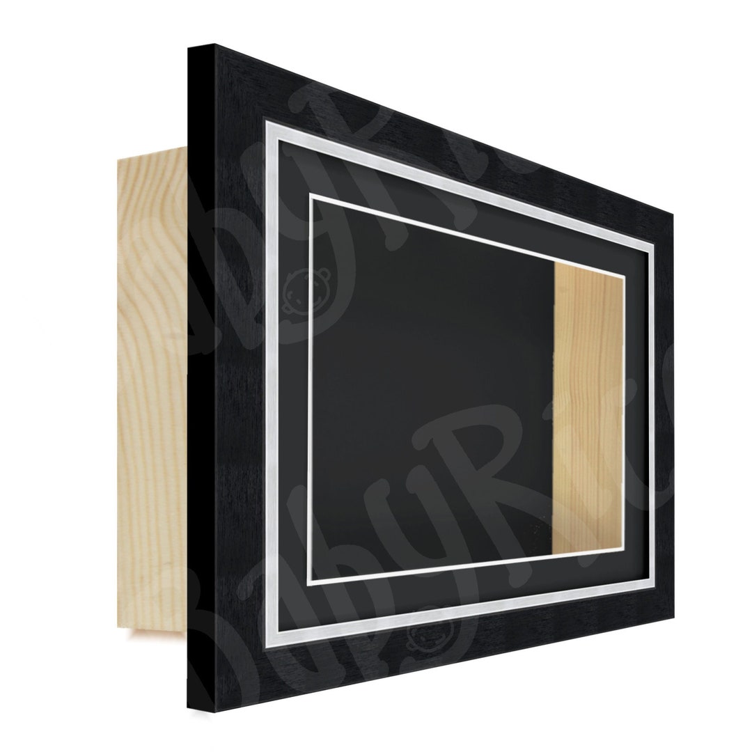 SQUARE Black Silver Trim Shadow Box Display Frame, Small Large Size ...