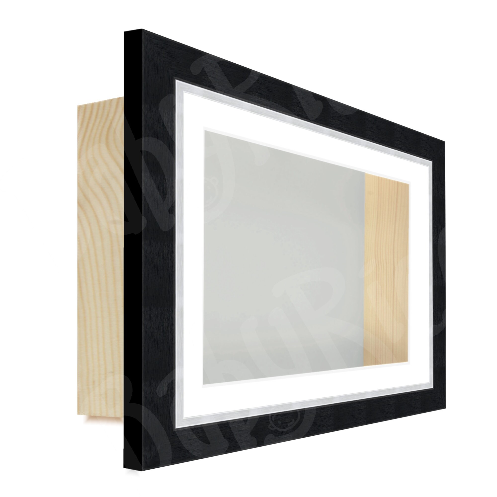 SQUARE Black Silver Trim Shadow Box Display Frame, Small Large Size ...