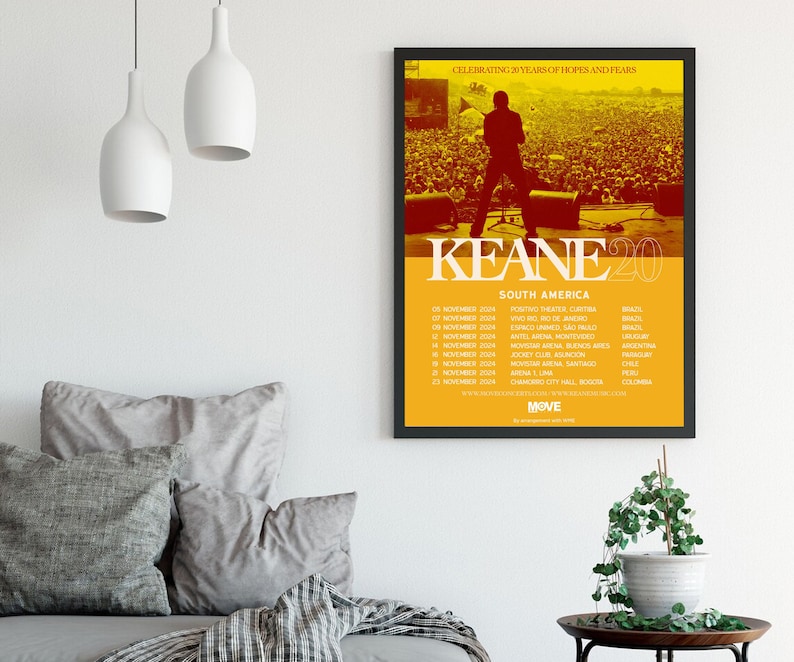 Keane 20 Years of Hopes and Fears Tour Date South America Poster - Etsy