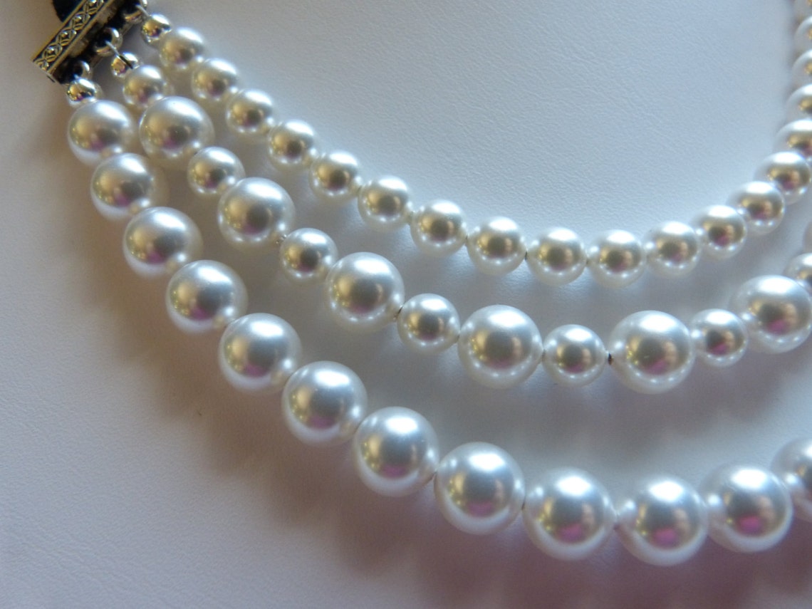 Pearl Necklace, Swarovski Pearls, Wedding Jewelry, OOAK Jewelry ...