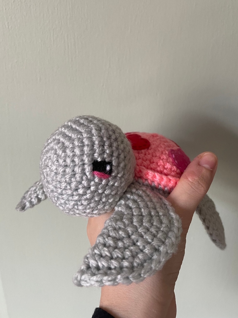 Pink Crochet Love Heart Turtle - Etsy
