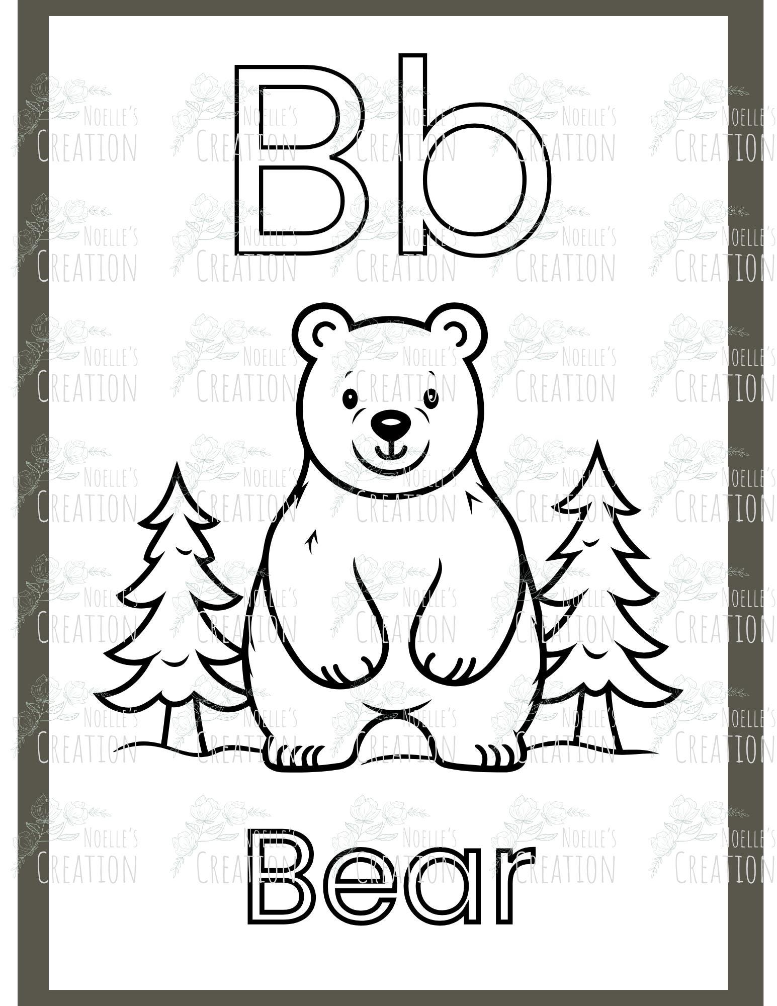 Animal Alphabet Coloring Pages - Etsy