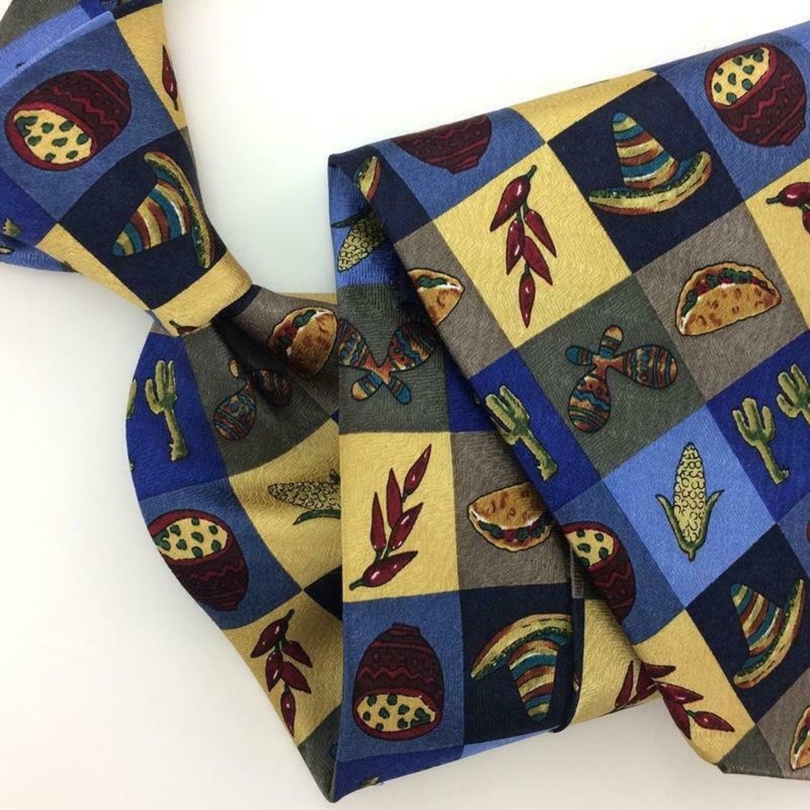 Puritan Tie Silk Blue Gold Yellow Red Chilli Corn Necktie Novelty IN15 ...