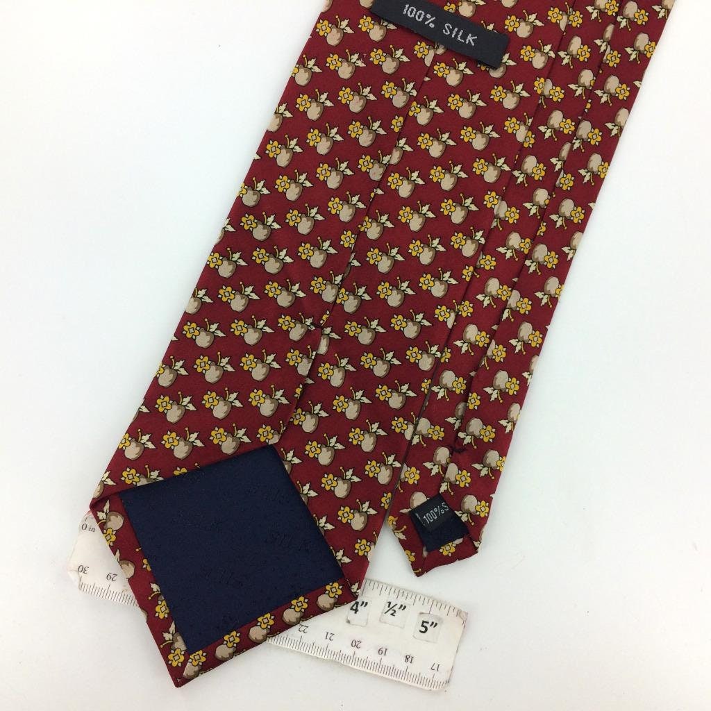 Anonymous Tie Fruit Floral Apple Yellow Silk Necktie N4-290 Novelty ...