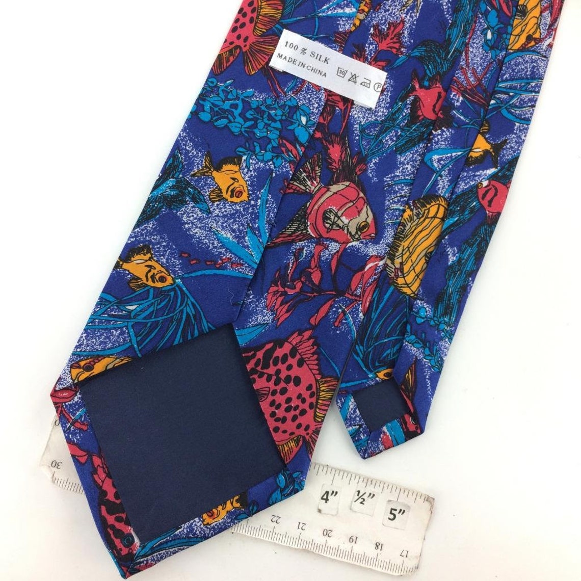 Anonymous Tie Blue Red Fishes Aquarium Silk Necktie In14-305a - Etsy