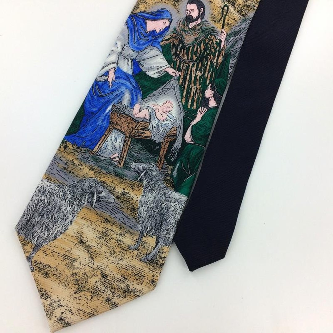 Meeting Street Tie Gray Blue Jesus Christ Baby Silk Men Necktie N4-202 ...
