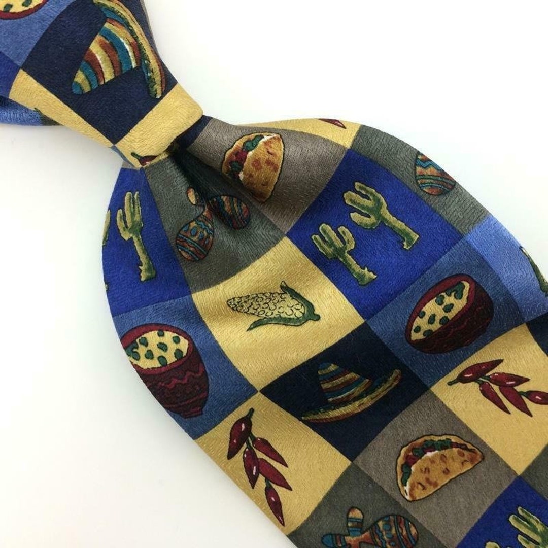 Puritan Tie Silk Blue Gold Yellow Red Chilli Corn Necktie Novelty IN15 ...