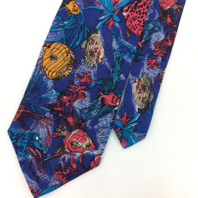 Anonymous Tie Blue Red Fishes Aquarium Silk Necktie In14-305a - Etsy