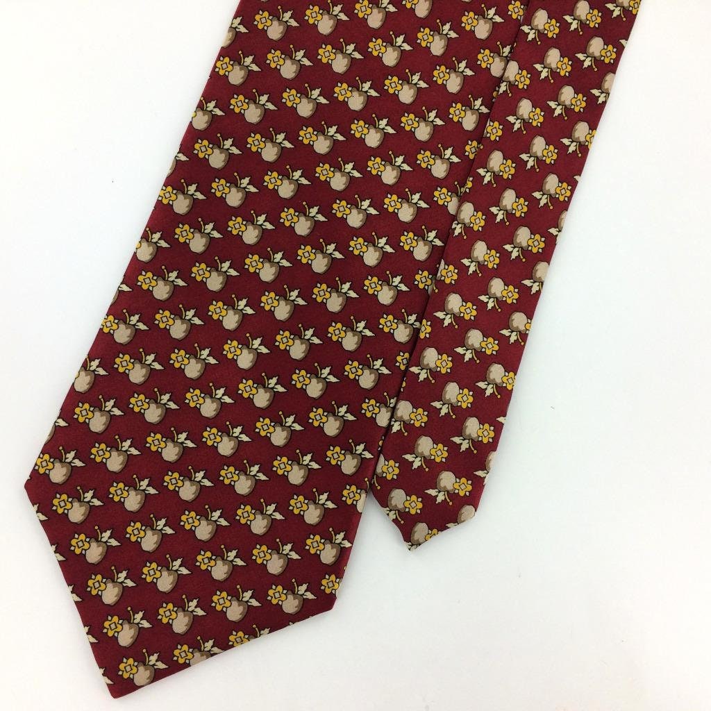 Anonymous Tie Fruit Floral Apple Yellow Silk Necktie N4-290 Novelty ...