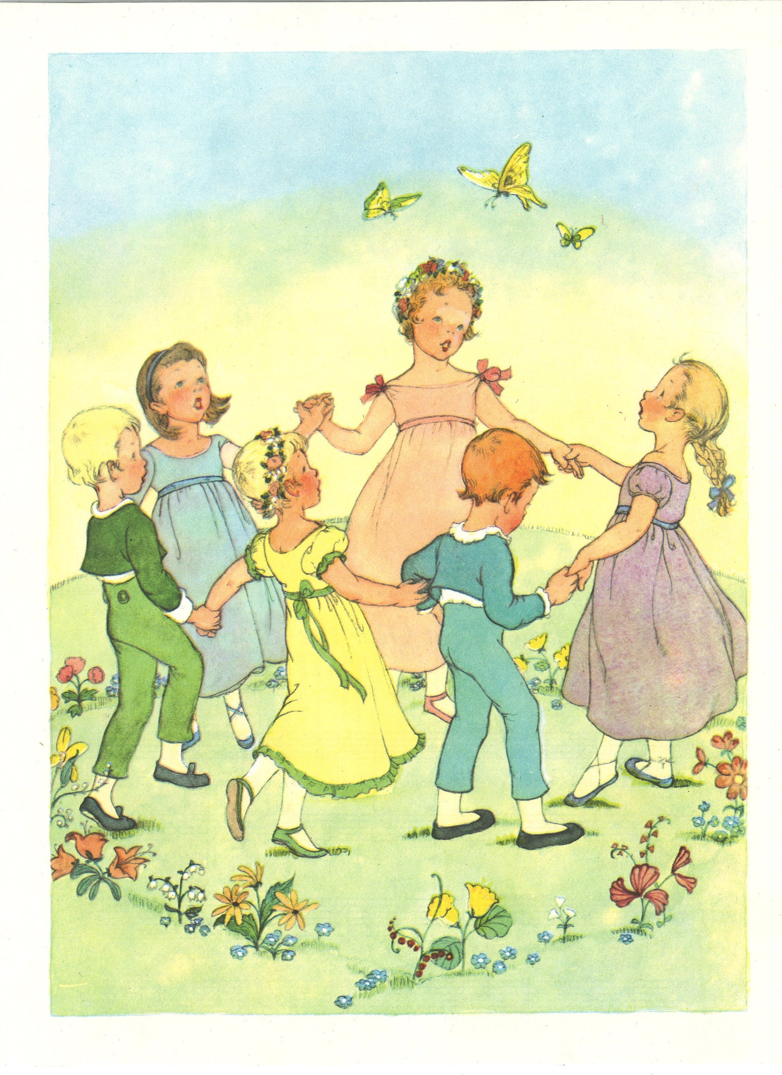 Ring Around the Rosie Vintage Poster Nursery Rhyme Print - Etsy