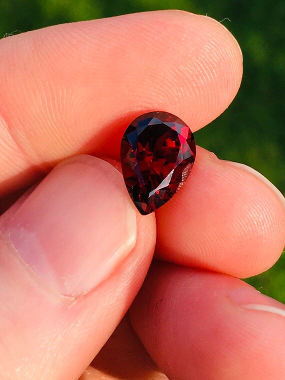 Natural Tanzanian Pyrope spessartite 4.05 Carat Faceted Pear Shape Fine Natural Gem January Birthstone Jewelry Maker Etsy