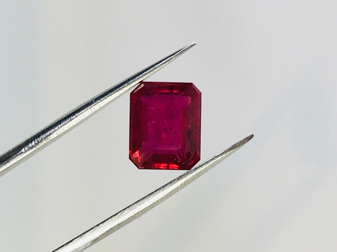 1.70 Carat Natural Ruby Emerald Cut Rectangle Shape • 100% Genuine Ruby ...