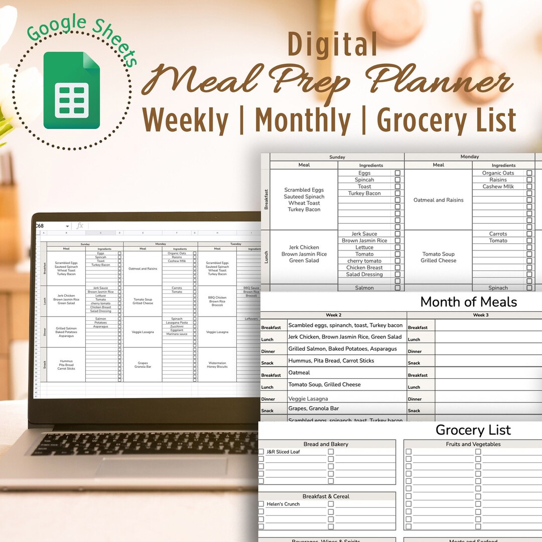 Digital Meal Prep Planner | Weekly Meal Prep, Monthly Meal Prep and ...