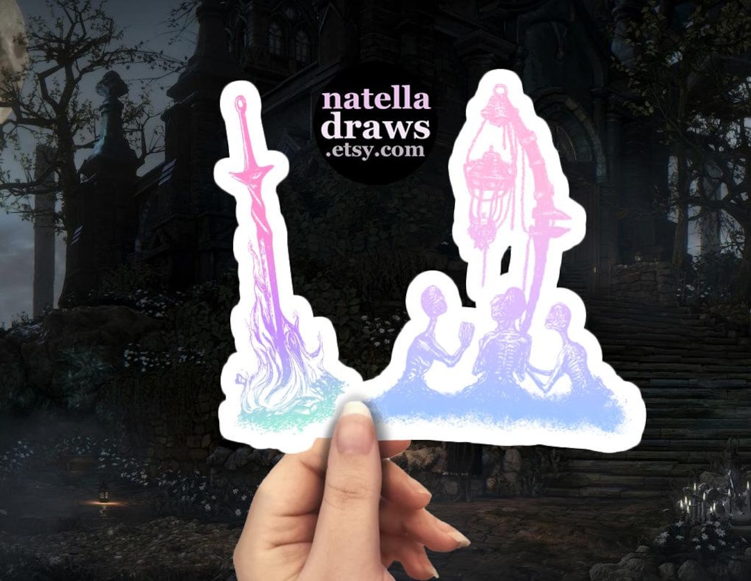 Cute Dark Souls and Bloodborne Sticker Pack, Pastel Bonfire and Messenger Lamp Stickers, Kawaii ...
