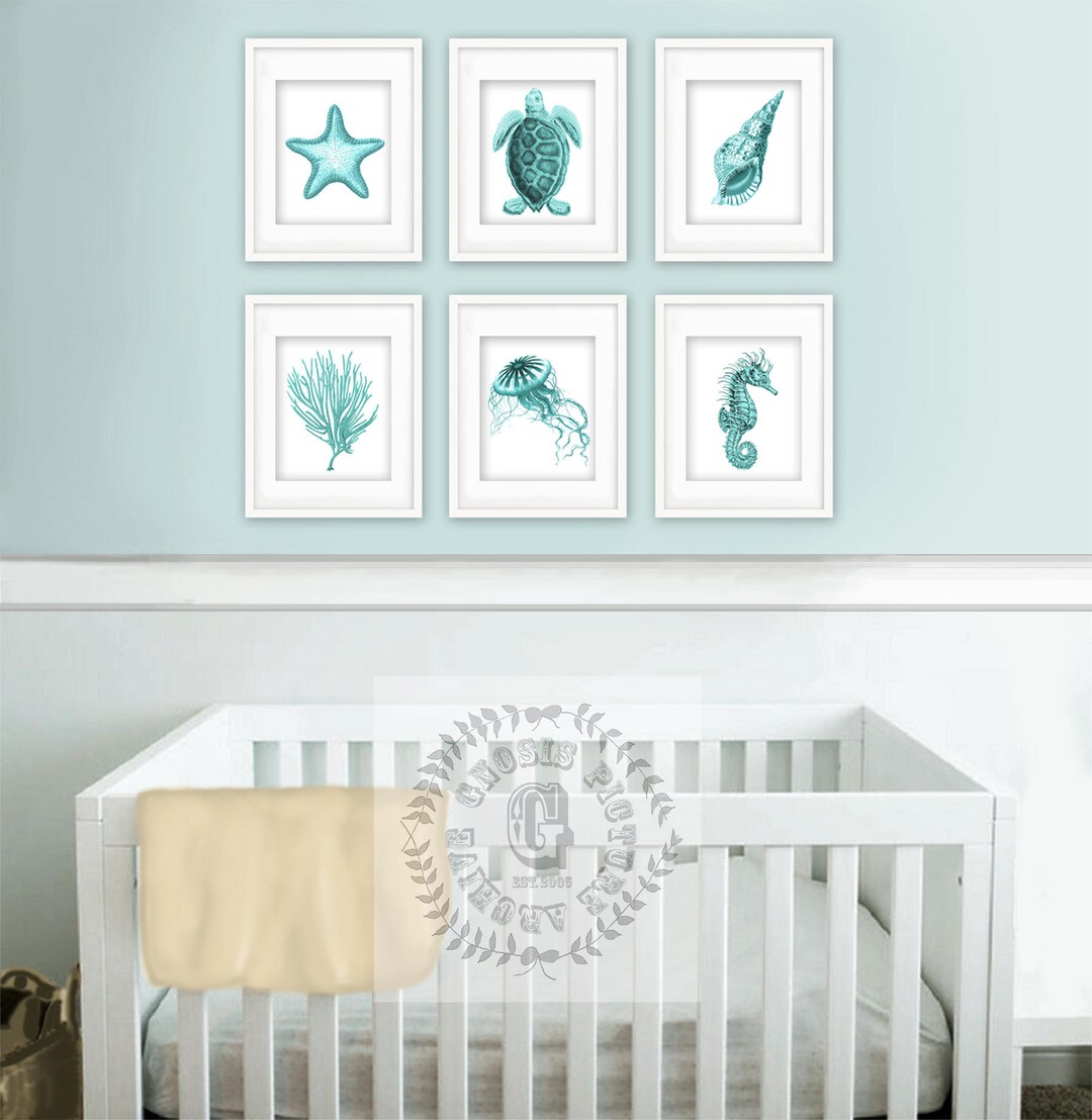 Beach Themed Nursery Wall Art Turquoise Beach Decor for Baby Room, Baby ...