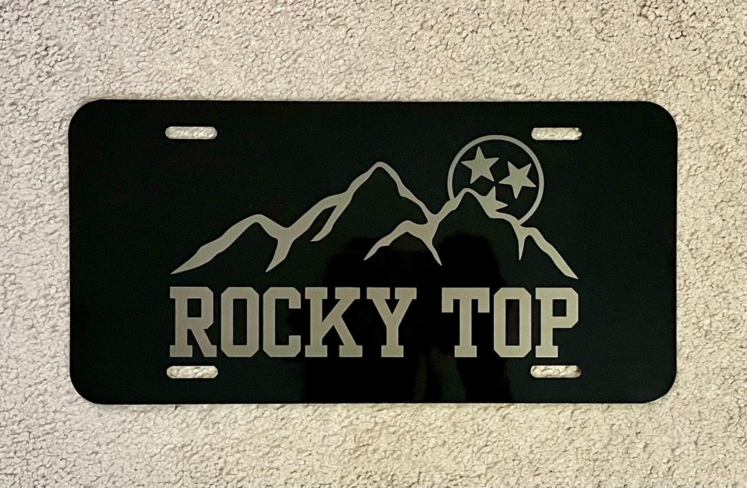 Rocky Top Tennessee Black License Plate, Laser Engraved Car Tag ...