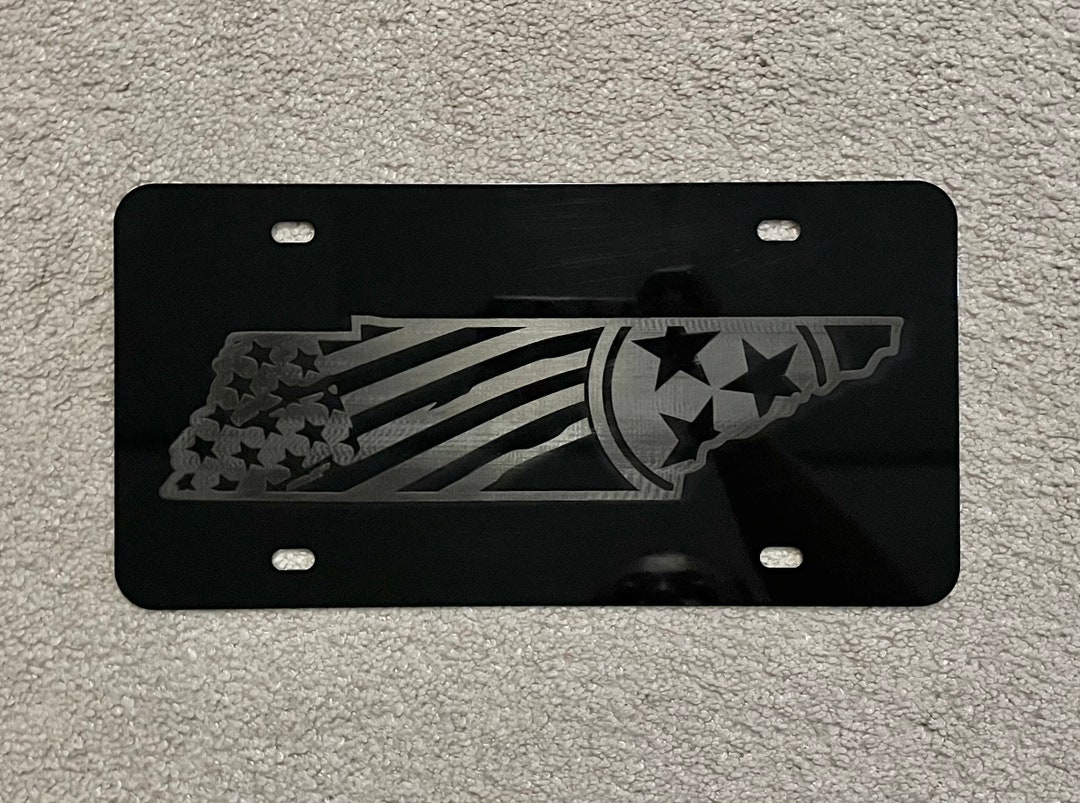 Tennessee State Tristar/flag Black Car Tag - Etsy