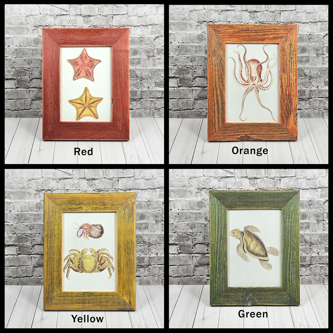 Wide Red Rustic Picture Frames - Gallery Wall - Custom Framing - Mats ...