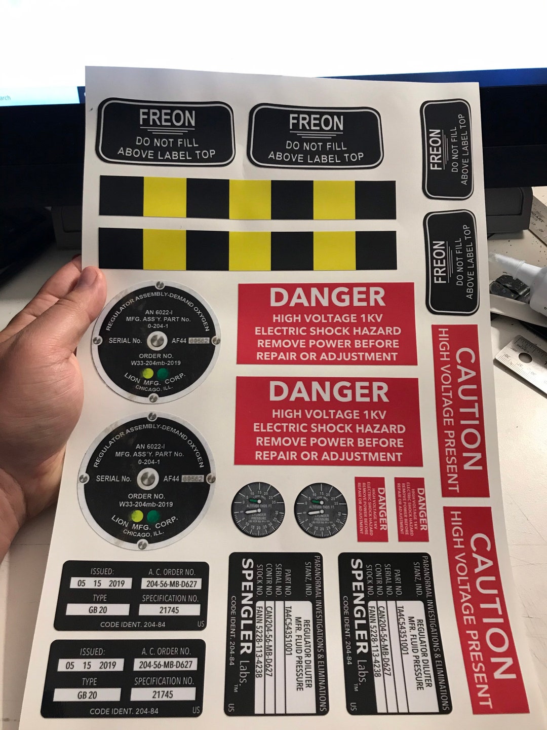 Ectomobile Yellow O2 Side Tanks and Gauges Stickers - Etsy