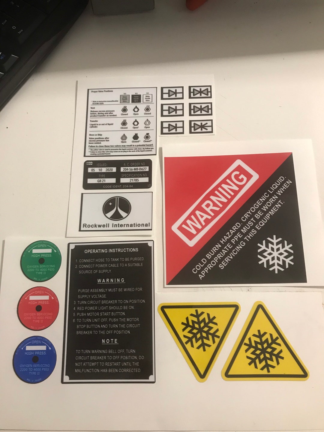 Rockwell Cryogenic Helium Tank Stickers for Ectomobile - Etsy