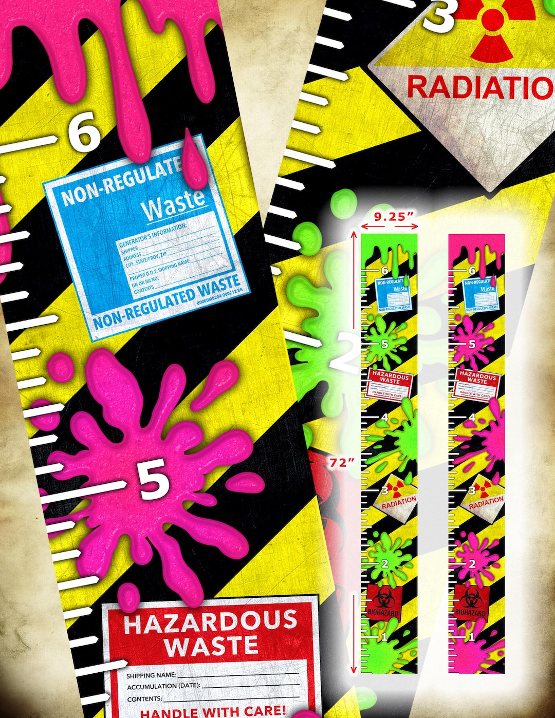 Slime Toxic Waste Kids Height Chart Vinyl Sticker - Etsy